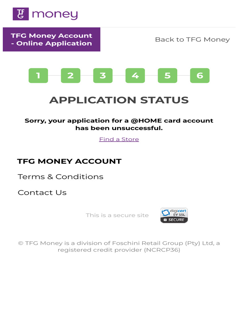 ACCOUNT APPLICATION - TFG Money - The Foschini Retail Group | PDF