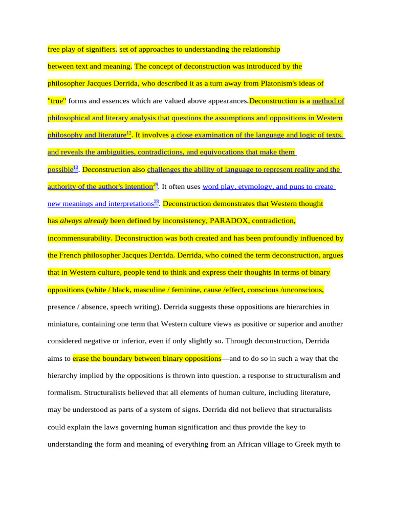 Deconstruction | PDF | Deconstruction | Liberal Arts Education