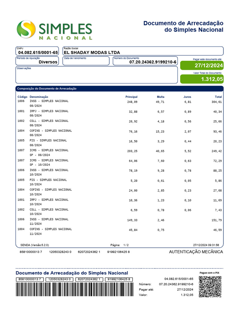 El Shaday Simples Nacional | PDF