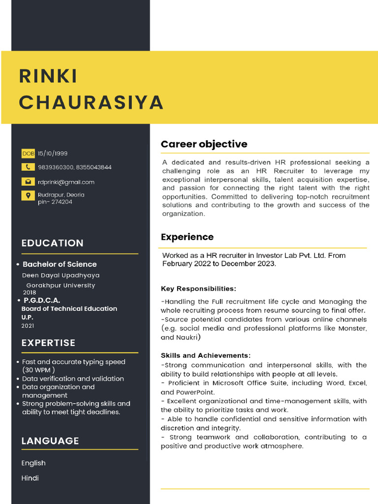 Rinki HR Recruiter CV | PDF