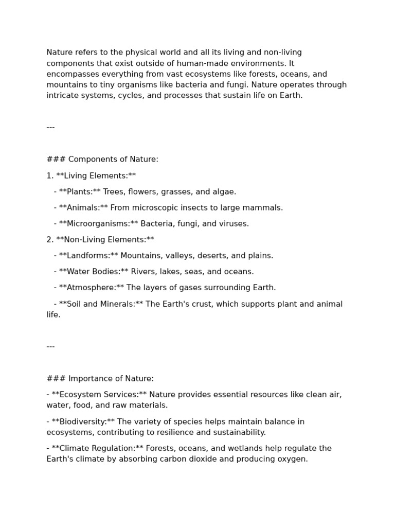 Understanding Nature and Its Importance | PDF