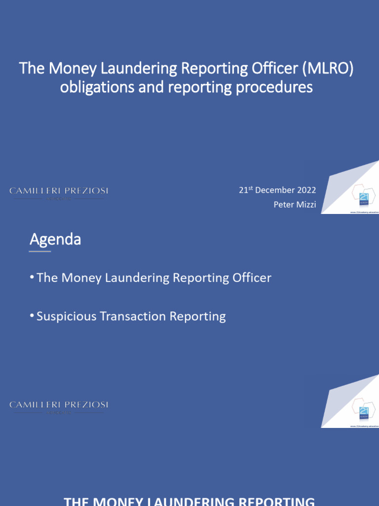 Session 8 MLRO and Reporting Procedures | PDF | Regulatory Compliance ...