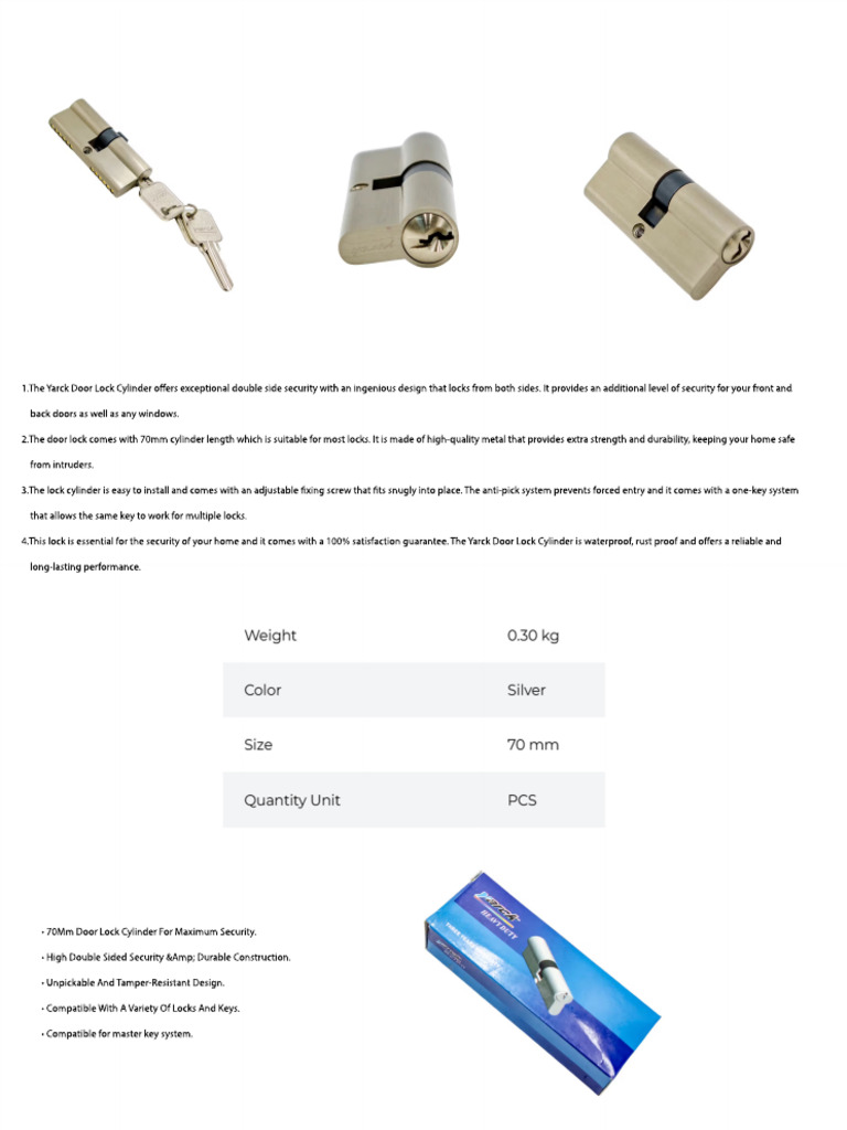 Yarck Door Lock Cylinder Overview | PDF