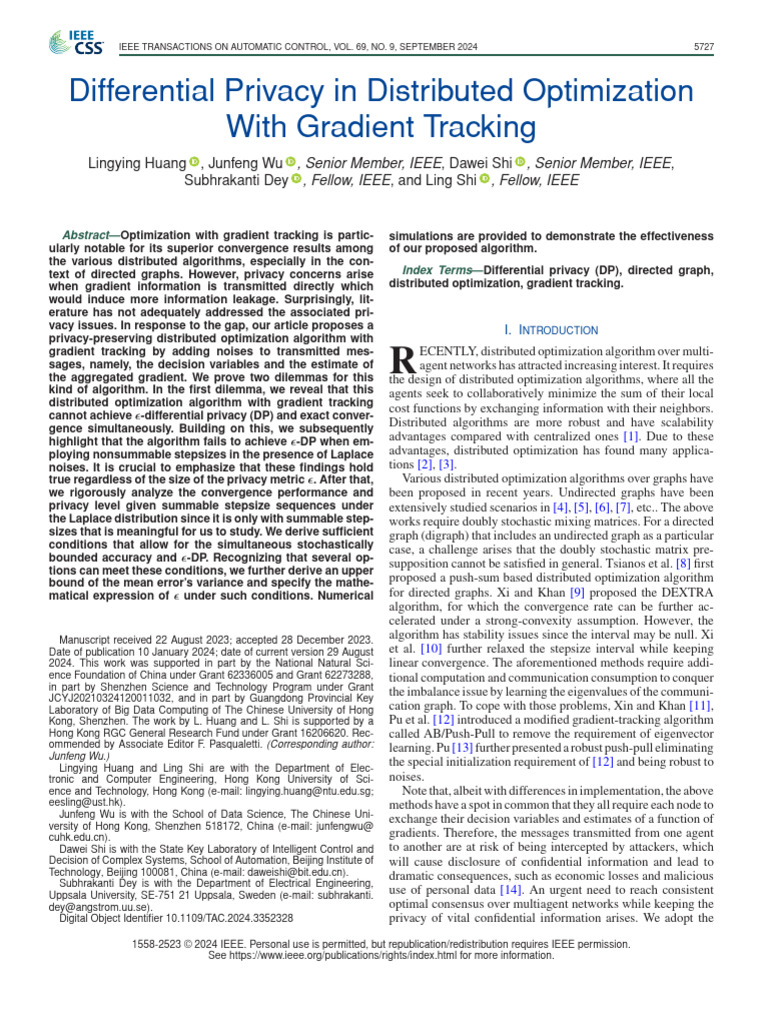 Differential_Privacy_in_Distributed_Optimization_With_Gradient_Tracking | PDF | Mathematical ...