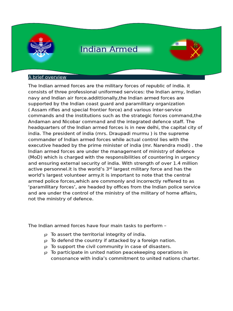 Overview of Indian Armed Forces | PDF