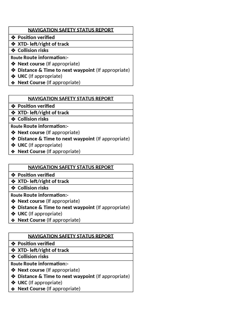 Navigation Safety Status Overview | PDF