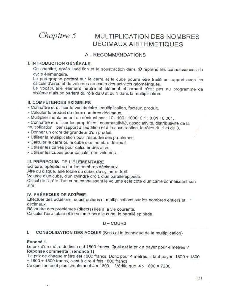 Multiplication Des Nombres Decimaux | PDF