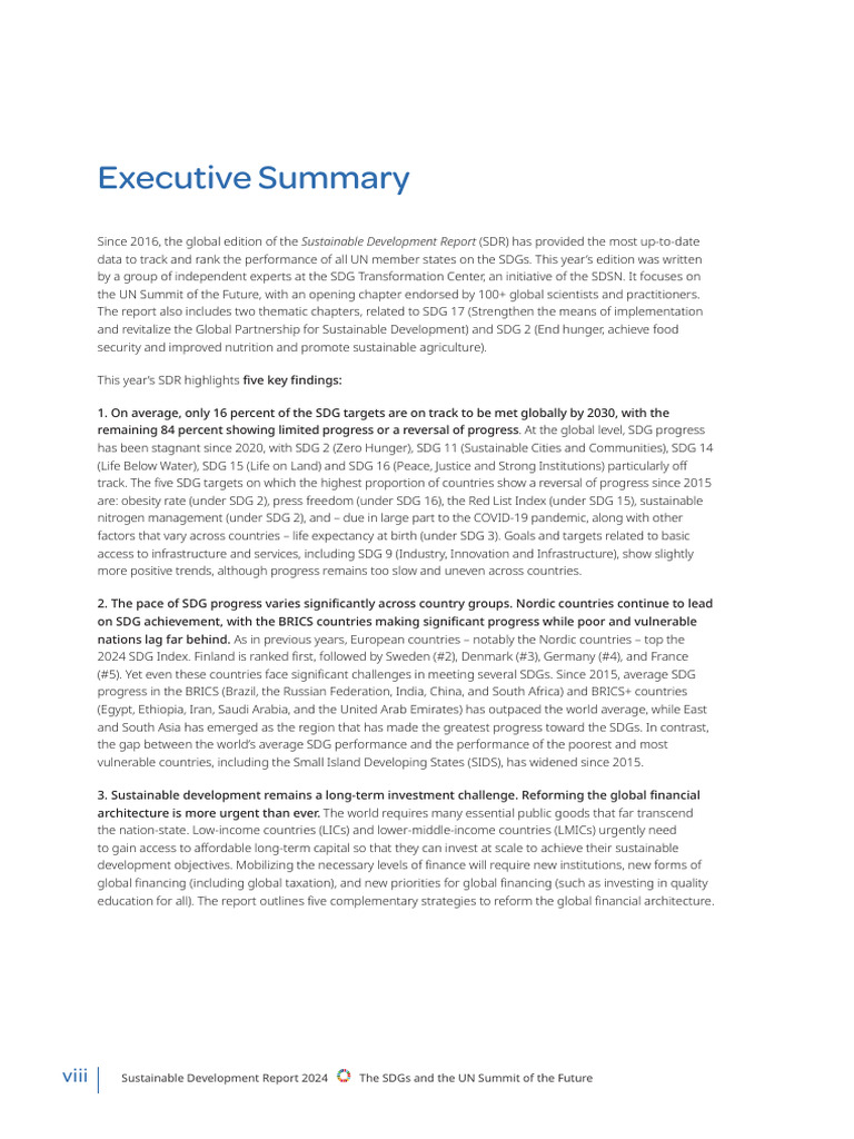 SDG Executive-Summary 24 | PDF | Natural Environment | Sustainability