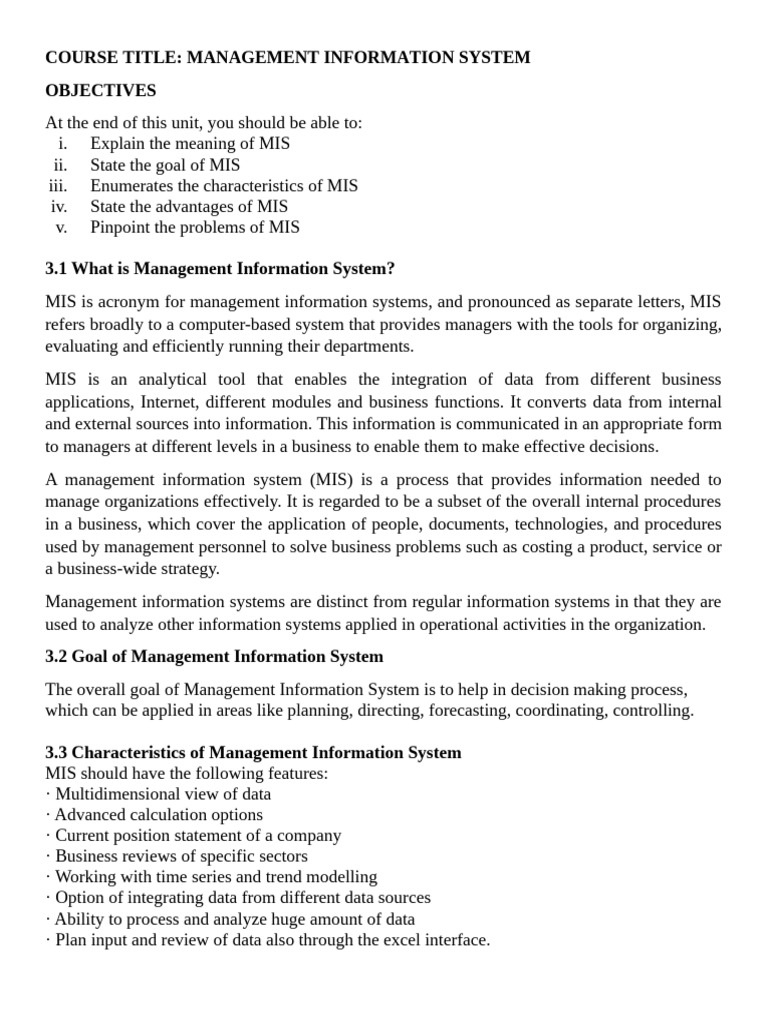 Management Information System at Exam | PDF | Management Information ...