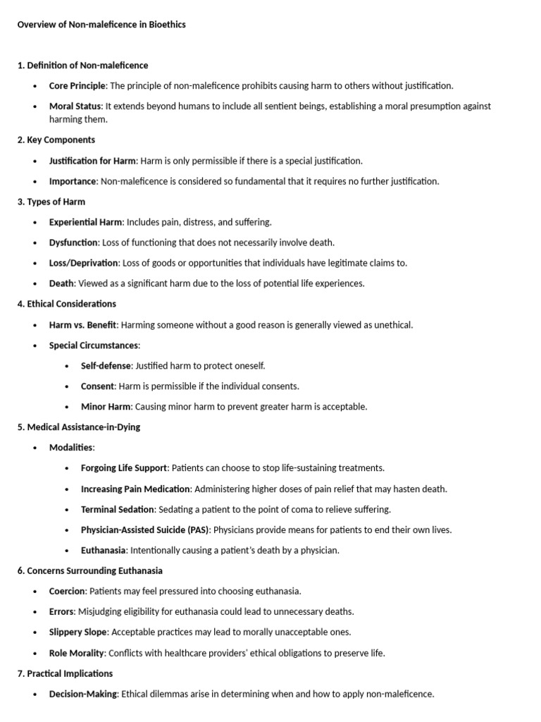 Overview of Non-Maleficence in Bioethics | PDF | Medical Ethics | Medicine