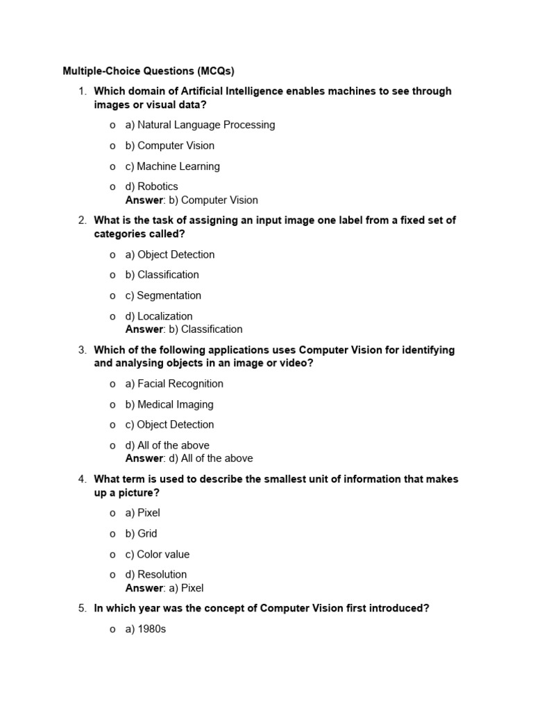 computer_vision_questions.docx | PDF | Computer Vision | Image Segmentation