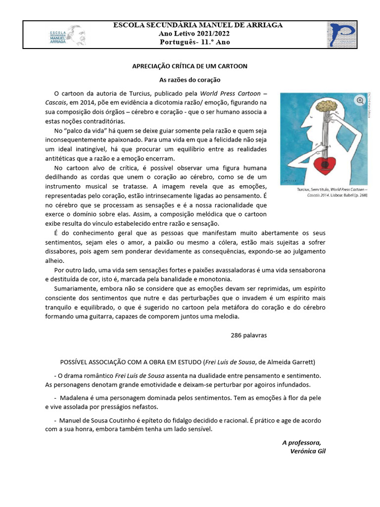Apreciação crítica de cartoon_escrita | PDF | Sentimento | Emoções
