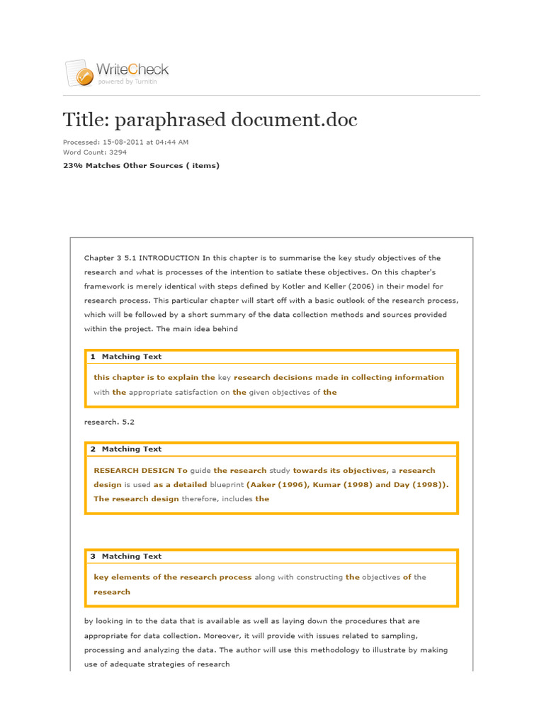 WriteCheck Sample Plagiarism Report | PDF | Sampling (Statistics ...