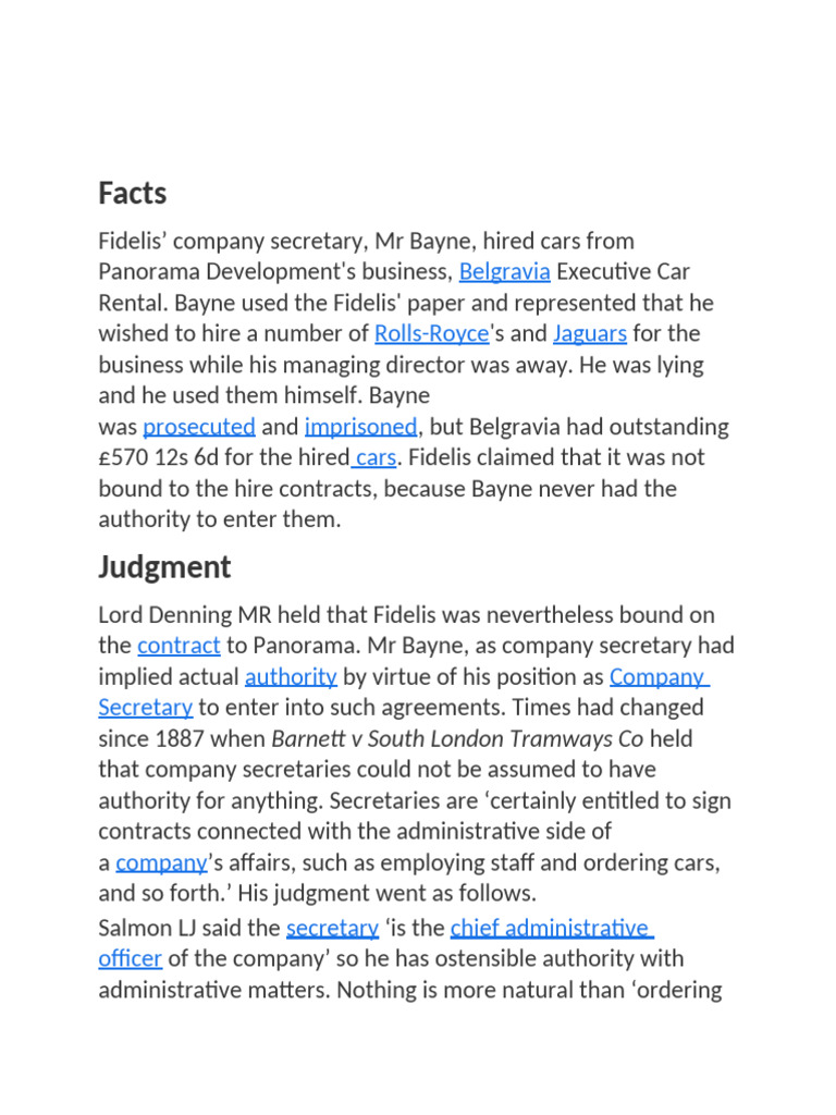 Company Secretary's Authority in Contracts | PDF