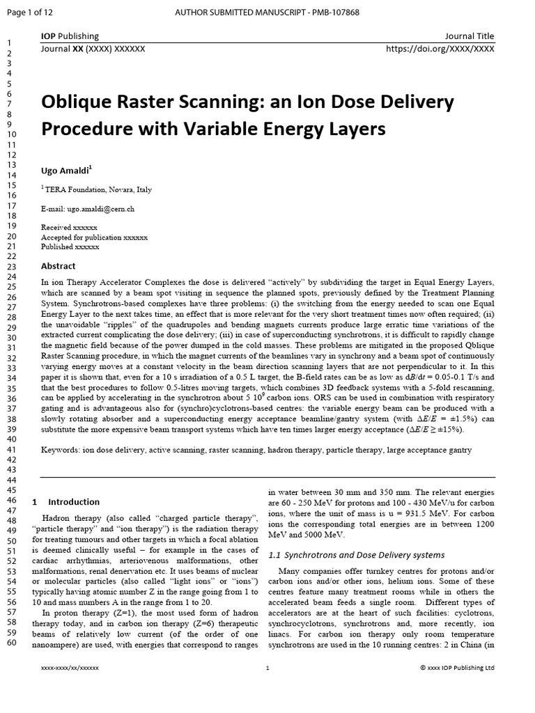 Amaldi - Unknown - Oblique Raster Scanning An Ion Dose Delivery ...
