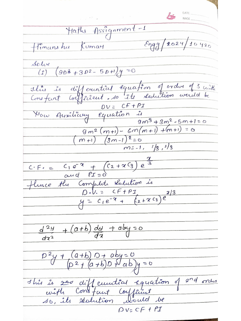 Maths Assignment - 1 | PDF