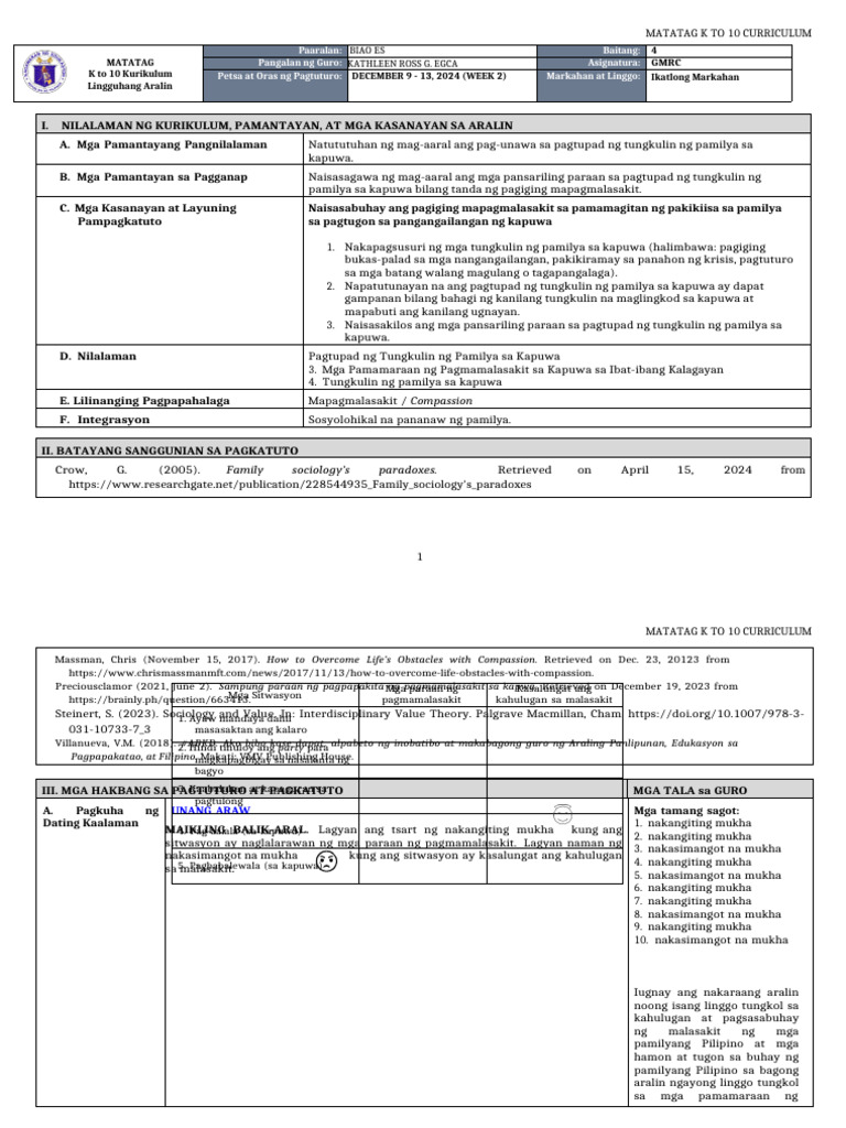 DLL MATATAG _GMRC 4 Q3 W2 | PDF