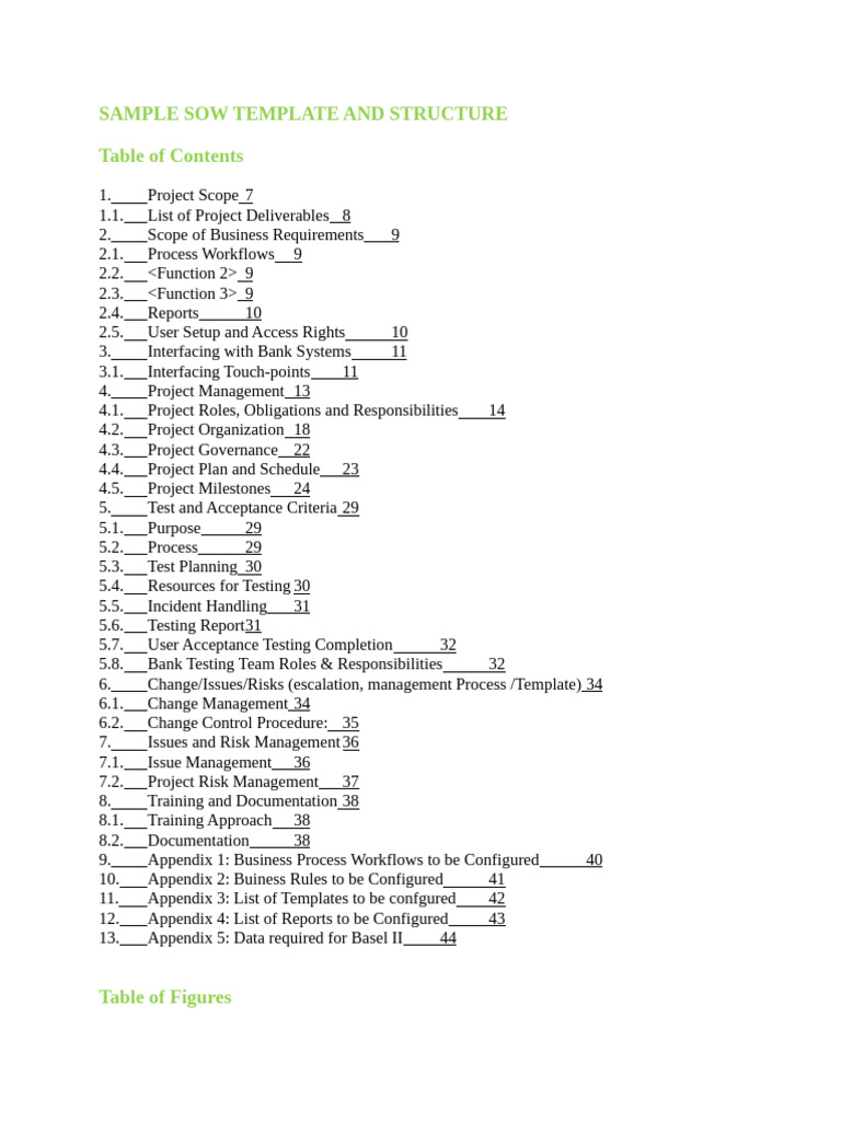 Sample Sow Template and Structure | PDF