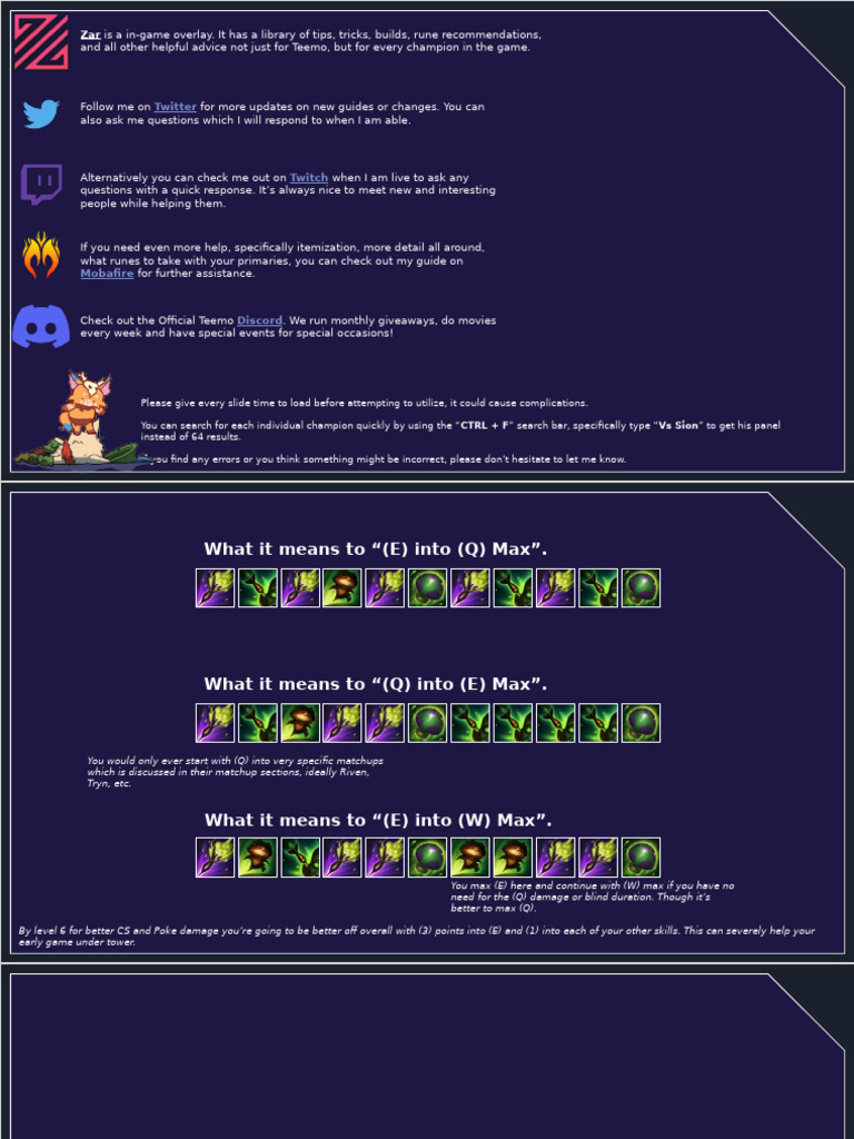 Teemo Champion Guide and Matchups | PDF