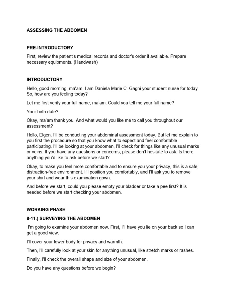 ASSESSING-THE-ABDOMEN | PDF | Abdomen | Clinical Medicine
