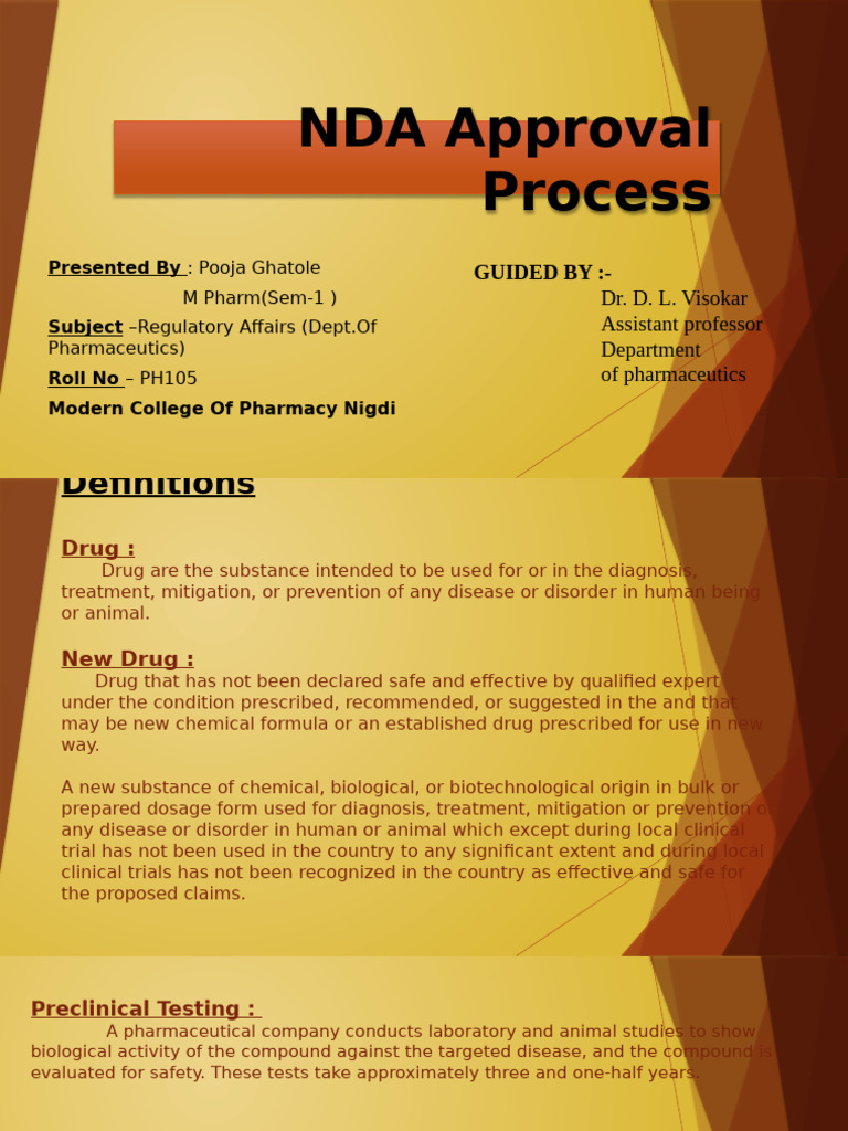 NDA Approval Process, BE, Drug Product Assessment | PDF | Food And Drug ...