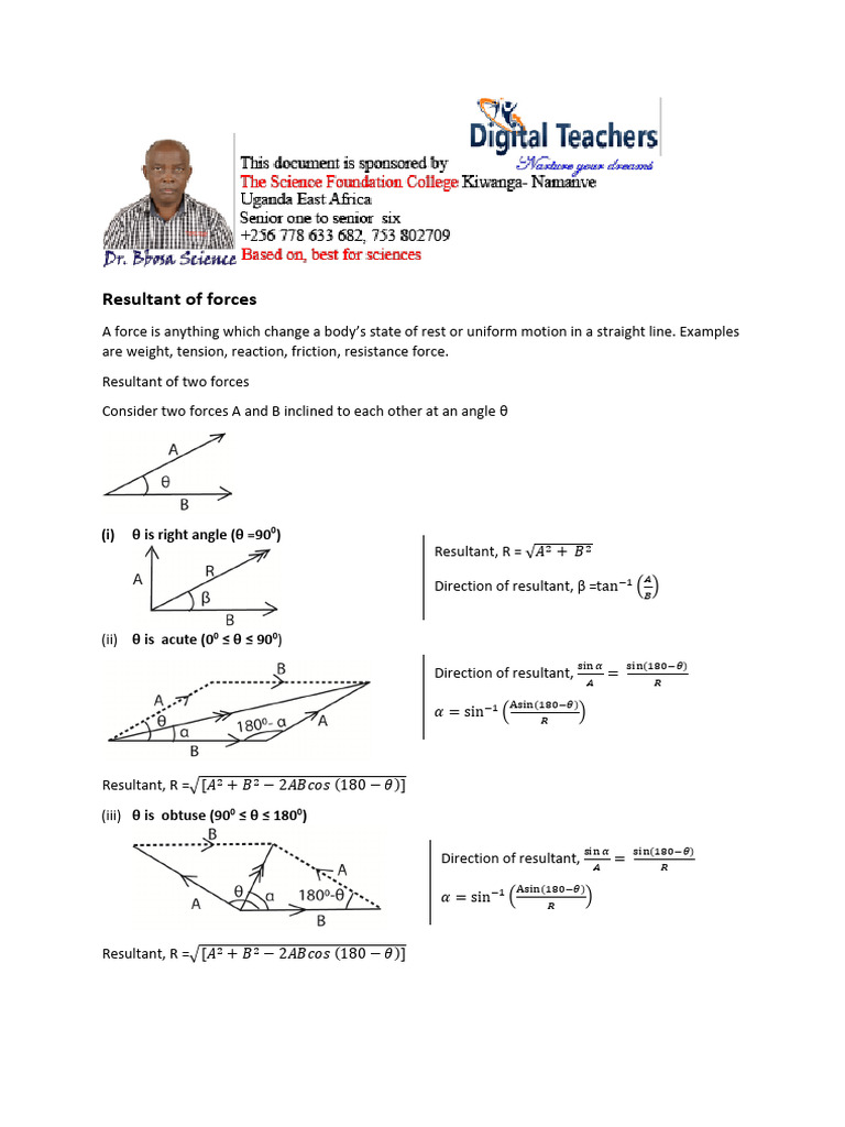 A Level Math Paper 2 Resultant of Forces | PDF | Force | Applied And Interdisciplinary Physics