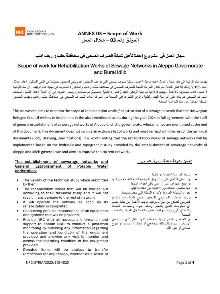 ANNEX 03 - Universal Scope of Work | PDF