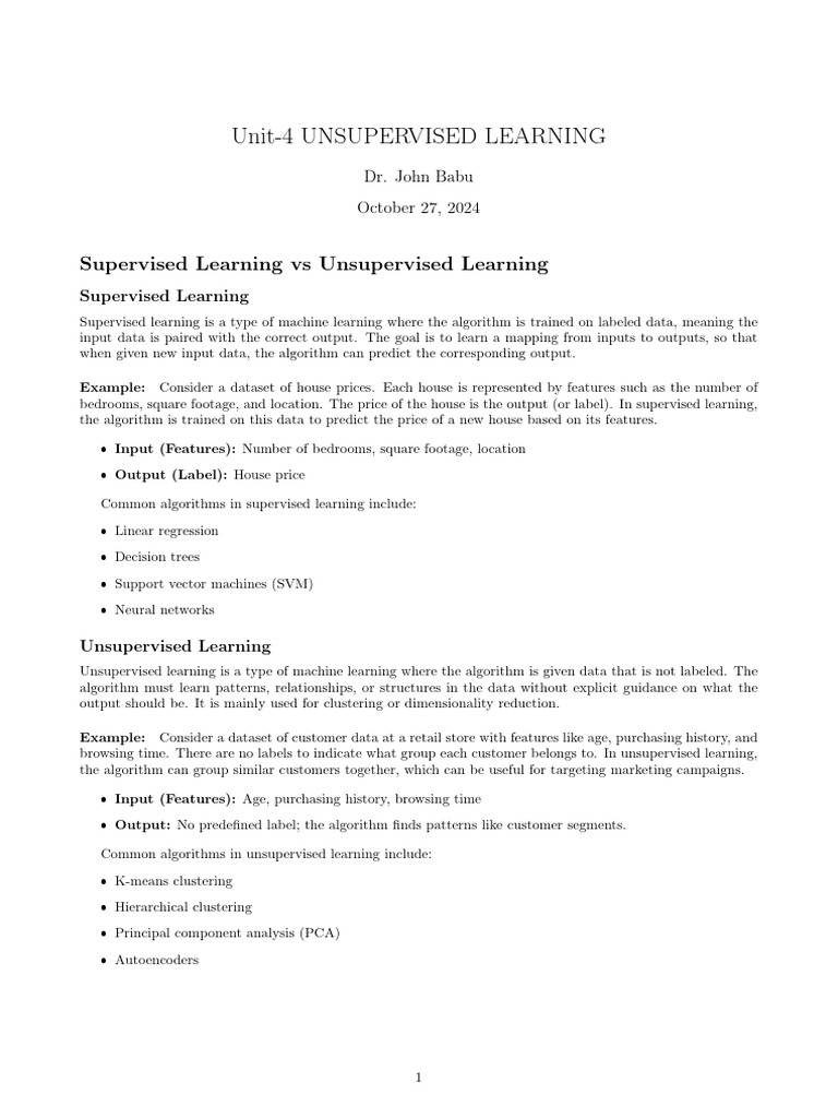 Unsupervised Learning Final | PDF | Cluster Analysis | Machine Learning