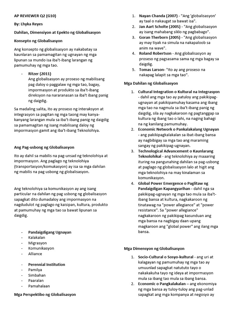 AP Reviewer q2 g10 | PDF