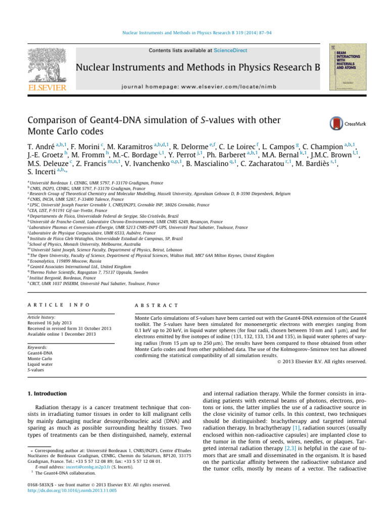 André Et Al. - 2014 - Comparison of Geant4-DNA Simulation of S-Values With Other Monte Carlo ...