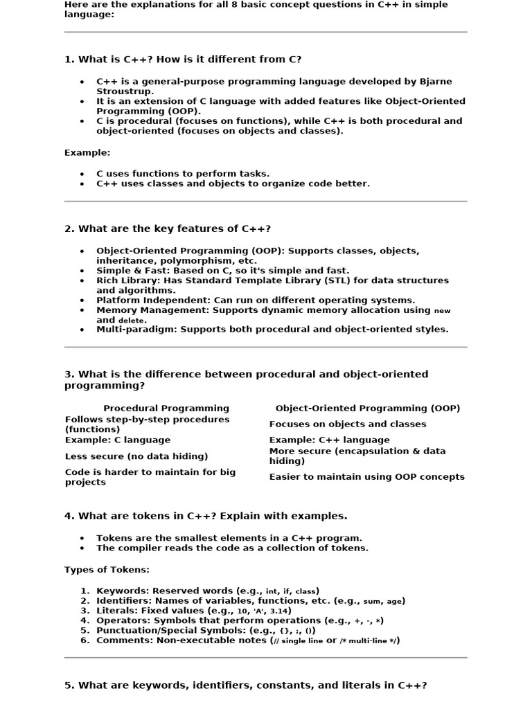 C++ Question Answers Chatgpt | PDF | C++ | Data Type