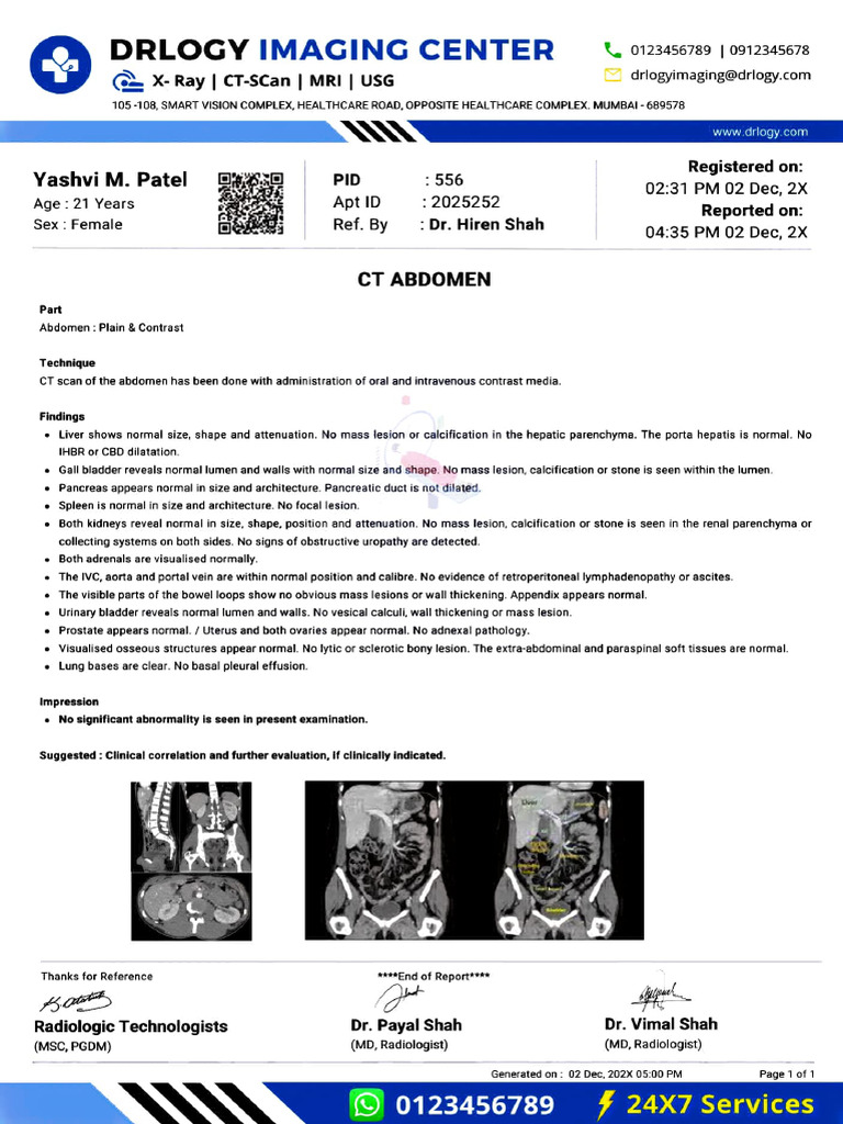 Normal CT Abdomen Report Summary | PDF | Medical Specialties | Organ ...