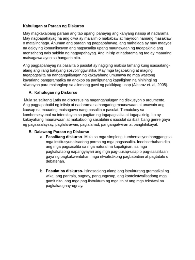 Diskurso Topic 1 Handouts | PDF