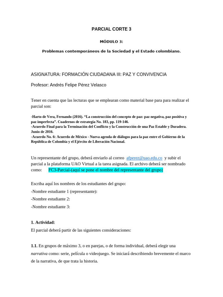 PARCIAL - corte 3 - FC3 | PDF