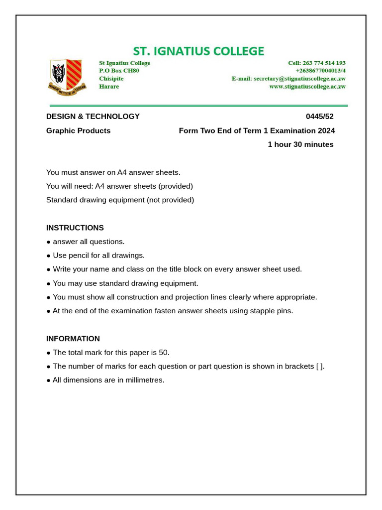 Form Two End of Term 1 Exam 2024 | PDF