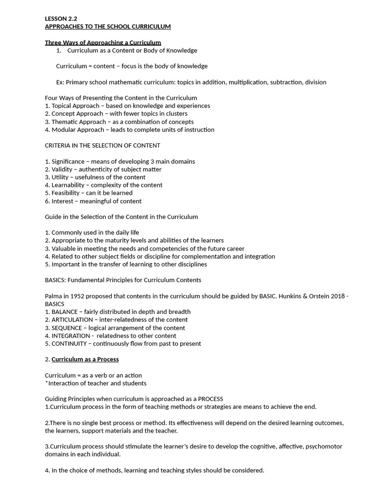 Lesson 2 Curriculum Devt. | PDF | Curriculum | Learning