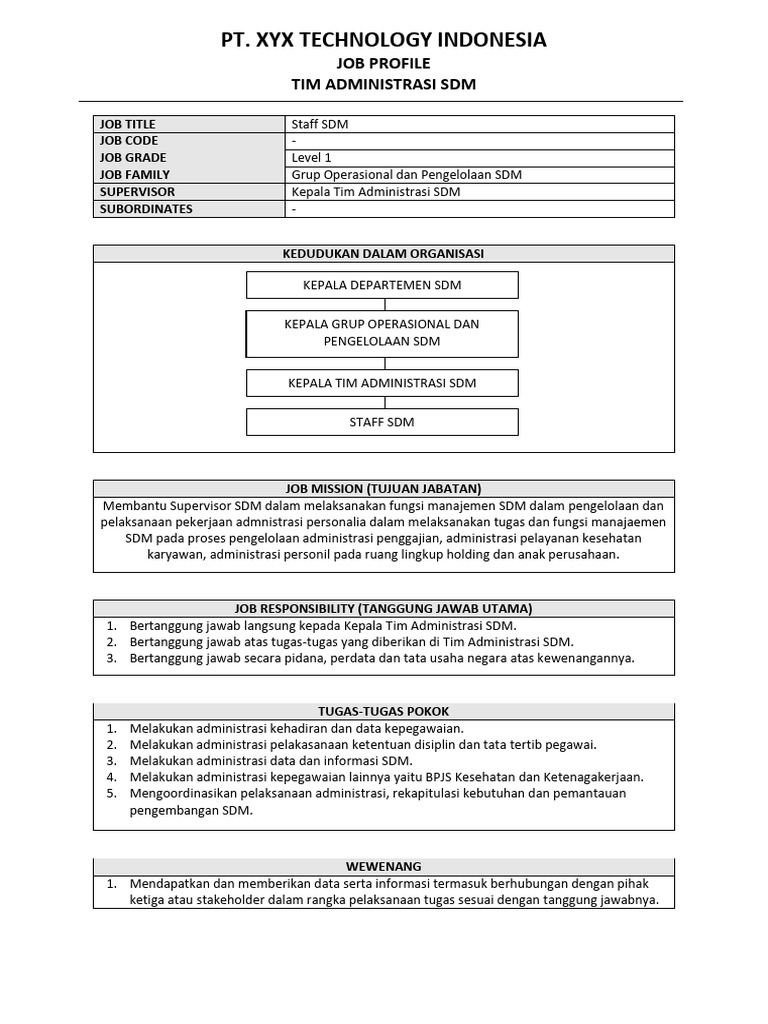 Contoh Uraian Jabatan | PDF