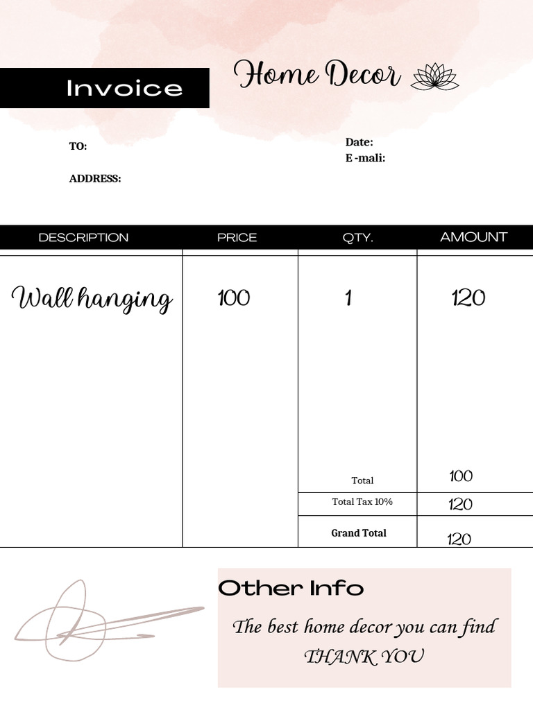 Elegant Professional Wellness Coaching Invoice | PDF