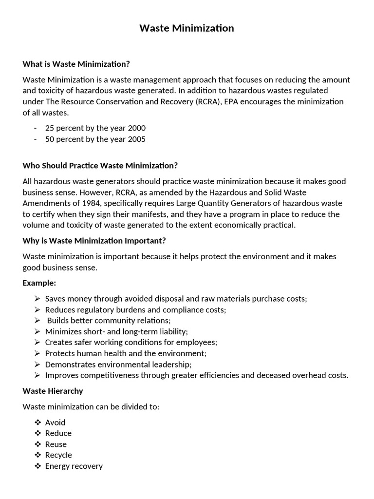 Understanding Waste Minimization Strategies | PDF | Waste | Waste ...