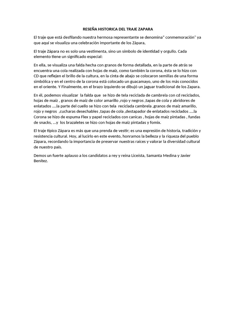 Vestimenta Tradicional Zápara | PDF