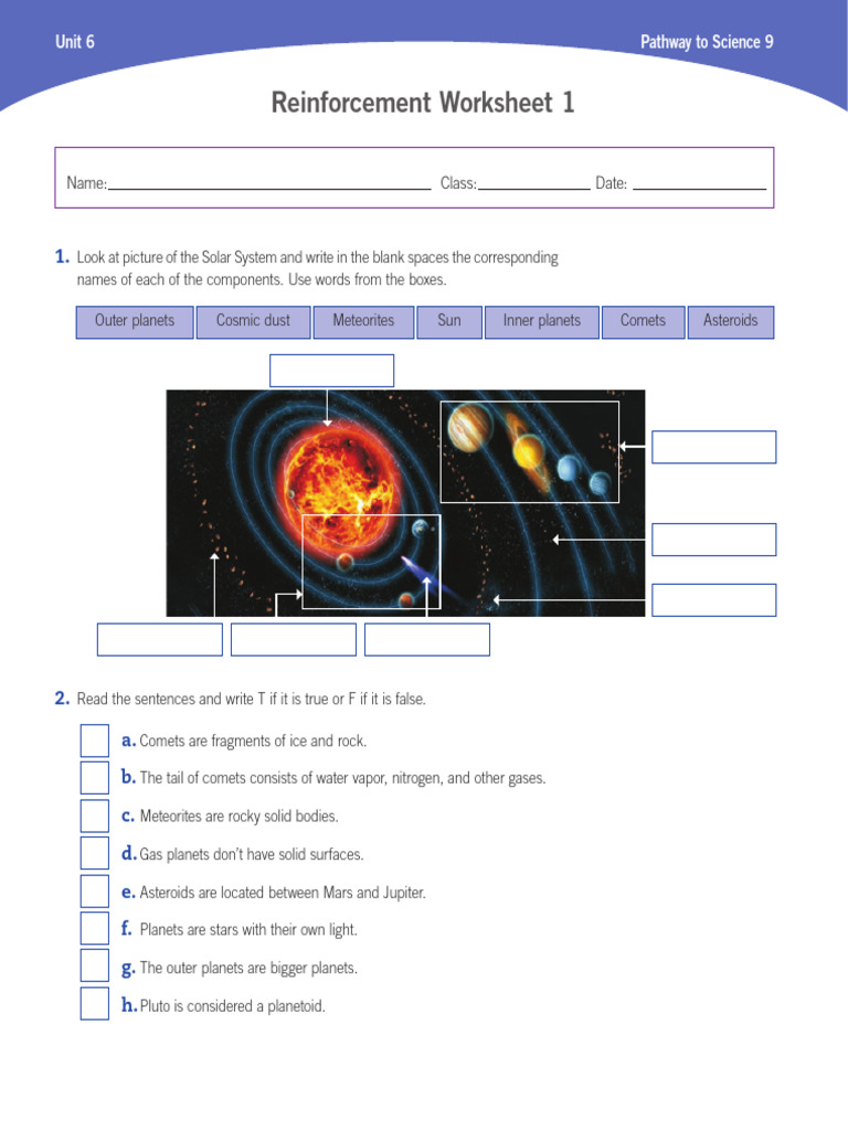 PATHWAY 9 U6 Reinforcement 1 | PDF | Planets | Solar System