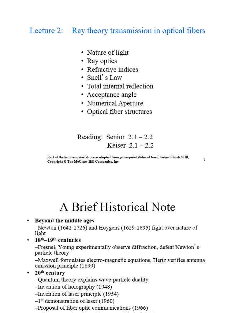 Lec - 2 - Ray Theory Transmission | PDF | Optical Fiber | Optics