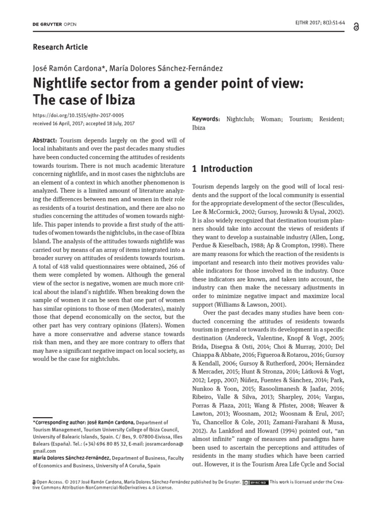 Nightlife Sector From A Gender Point of View - Case of Ibiza | PDF | Tourism