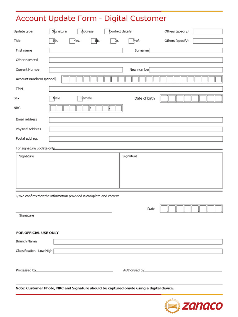 Retail Account Update Form | PDF