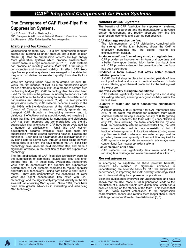 Siron Compressed Air Foam Icaf White Paper The Emergence of Caf ...