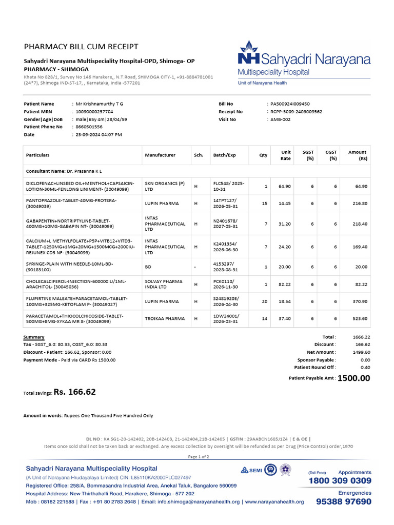 OP Pharmacy Bill 1742457415506 | PDF | Payments | Taxes