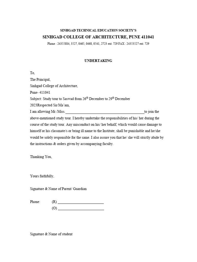 Undertaking Format | PDF