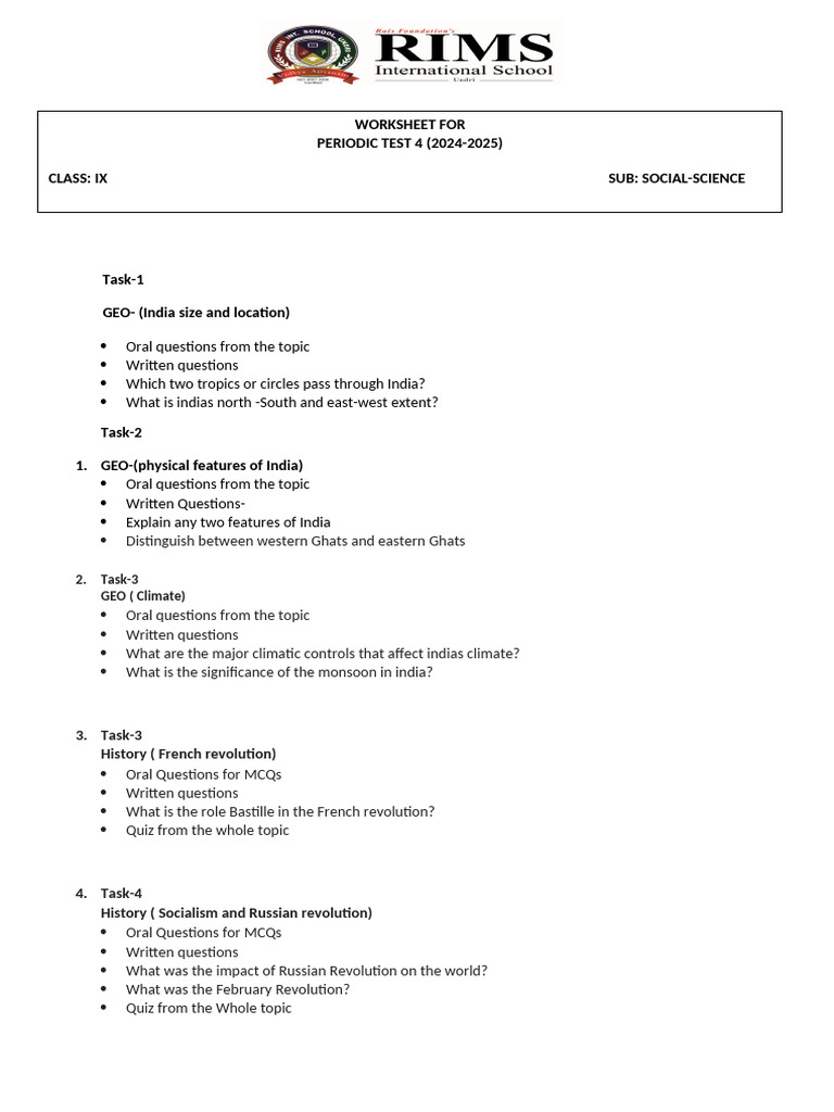 9 Revision PT4 SocialScience... Sonia 202425. | PDF