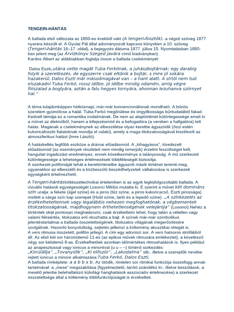 Tengeri-Hántás Elemzés | PDF