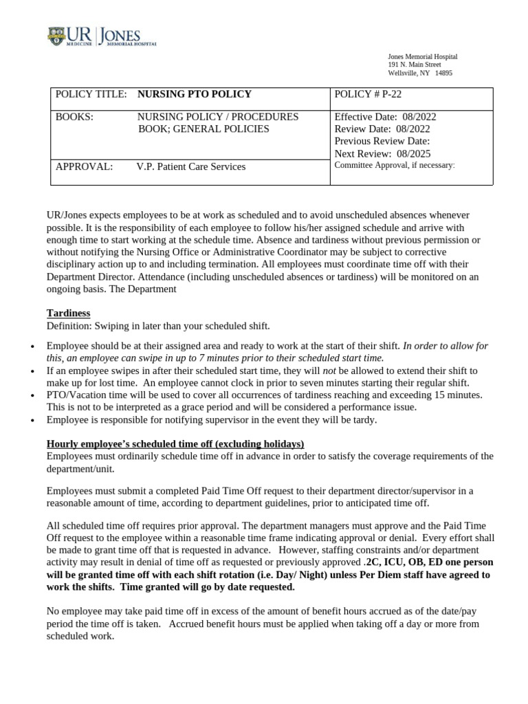 Nursing Paid Time Off Policy | PDF | Health Care